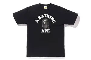 A BATHING APE Check College Tee Shirt - Black