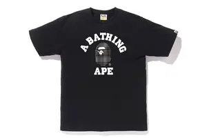 A BATHING APE Check College Tee Shirt Black/black