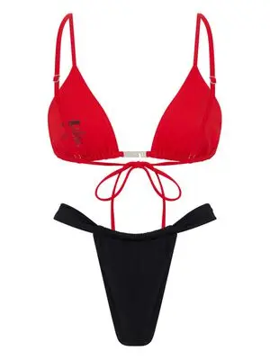 LET'S SWIM Triangle Bikini Top - Red