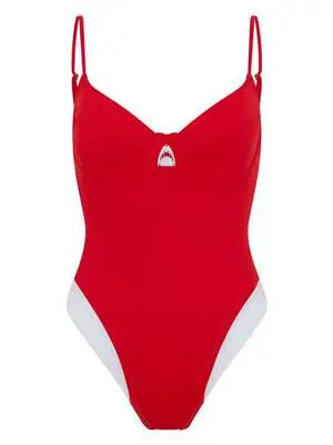 LET'S SWIM Logo-print Swimsuit - Red