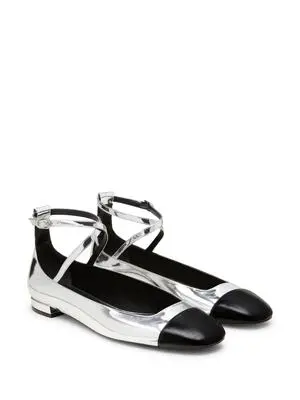 STUART WEITZMAN Leather Ballerina Flats - Silver