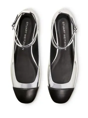 STUART WEITZMAN Leather Ballerina Flats - Silver