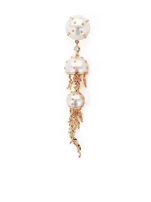 BIBI VAN DER VELDEN 18kt Gold Diamond And Pearl Jellyfish Earring - Pink