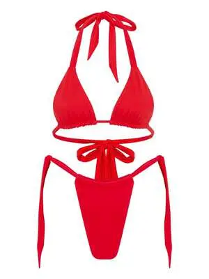 LET'S SWIM Triangle Bikini Top - Red