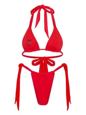 LET'S SWIM Triangle Bikini Top - Red