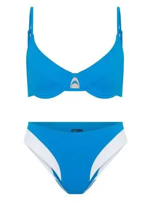 LET'S SWIM Hipster Bikini Bottoms - Blue