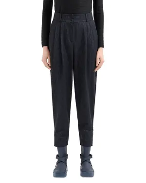 Emporio Armani Wool Blend Trousers With Logo Zipper
