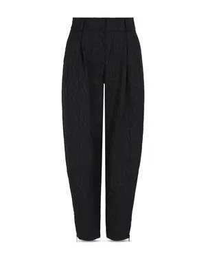 Emporio Armani Wool Blend Trousers With Logo Zipper
