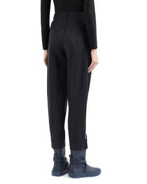 Emporio Armani Wool Blend Trousers With Logo Zipper