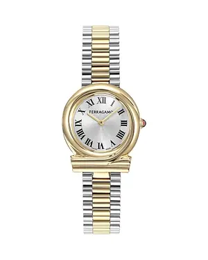FERRAGAMO Gancini Twisted Watch, 28mm - Silver/two-tone