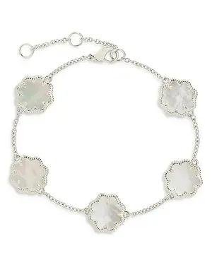 Sterling Forever Rose Petal Station Bracelet - White/silver