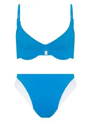 LET'S SWIM Wired Bralette Bikini Top - Blue