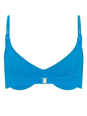 LET'S SWIM Wired Bralette Bikini Top - Blue
