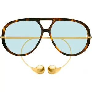 Bottega Veneta 63mm Aviator Sunglasses - Havana