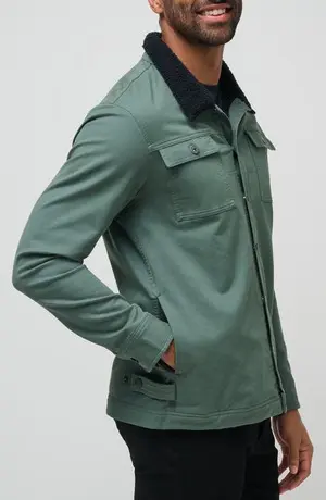 Travis Mathew Cloud Denim Fleece Collar Jacket - Balsam Green
