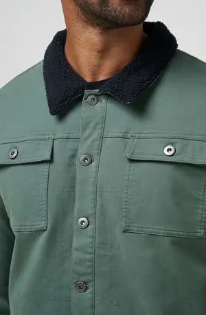 Travis Mathew Cloud Denim Fleece Collar Jacket - Balsam Green