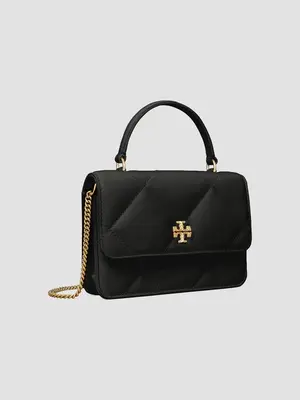 Tory Burch Mini Kira Chevron-quilted Top Handle Bag - Black