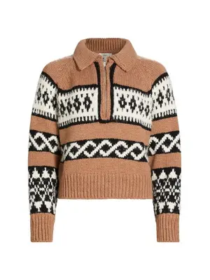 A.L.C. A. L.c. Carter Intarsia Merino-wool Half-zip Sweater Camel Multi