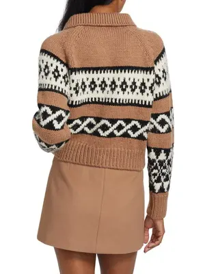 A.L.C. Carter Intarsia Merino-wool Half-zip Sweater - Camel Multi