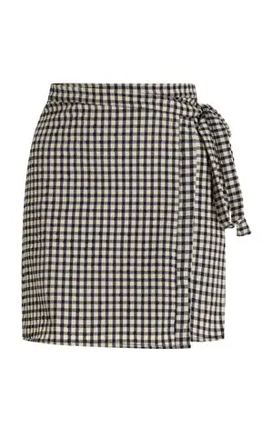 JUILLET Gingham Wrap Mini Skirt - Plaid