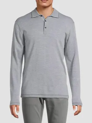 Robert Barakett Roman Polo Sweater - Light Grey