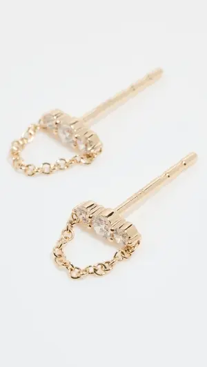 Ef Collection 14k Graduated Diamond Chain Stud Earrings