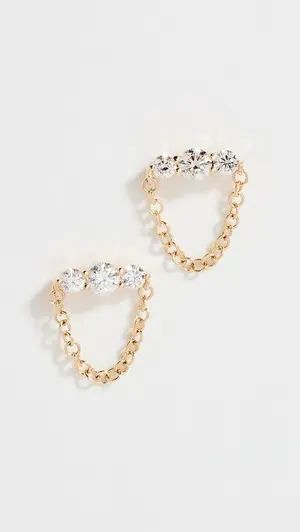 Ef Collection 14k Graduated Diamond Chain Stud Earrings