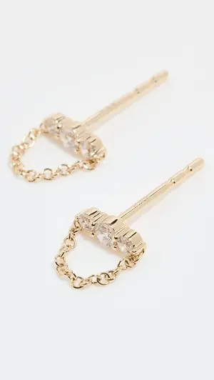 Ef Collection 14k Graduated Diamond Chain Stud Earrings