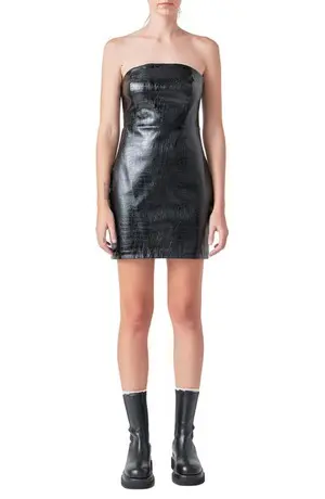 GREY LAB Faux Leather Minidress