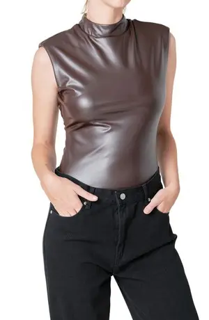 GREY LAB Faux Leather Bodysuit