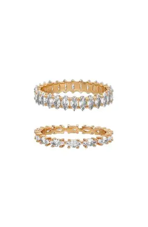 Ettika Dainty Marquise Stacking Rings Set - Gold