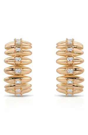 Ettika Baguette Cubic Zirconia Oval Hoop Earrings