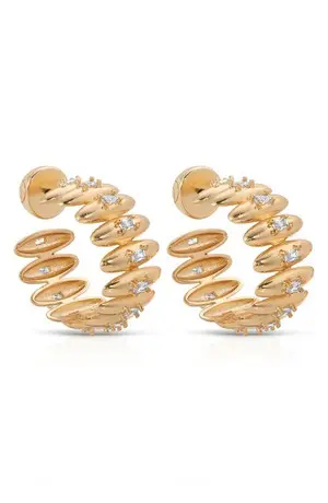Ettika Baguette Cubic Zirconia Oval Hoop Earrings
