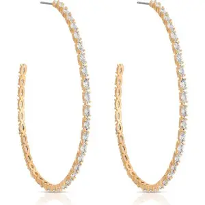 Ettika Marquise Cubic Zirconia Hoop Earrings - Gold