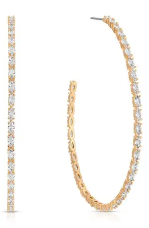 Ettika Marquise Cubic Zirconia Hoop Earrings