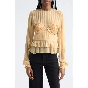 Farm Rio Pleated Peplum Top