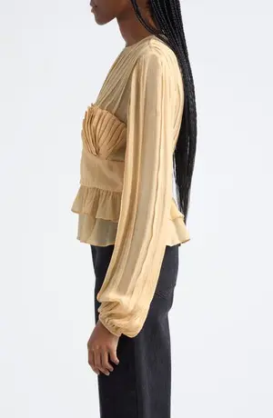 Farm Rio Pleated Peplum Top