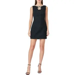 Endless Rose Faux Pearl Detail Mini Sheath Dress - Black