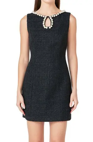 Endless Rose Faux Pearl Detail Mini Sheath Dress