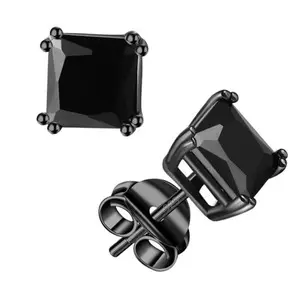DONATELLO GIAN Name' Square Stud Earrings - Black