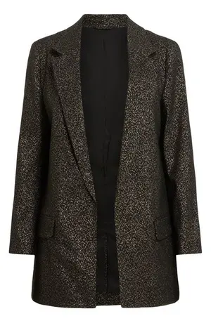 ALLSAINTS Aleida Lux Metallic Open Front Blazer