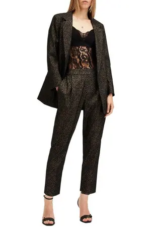 ALLSAINTS Aleida Lux Metallic Open Front Blazer