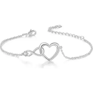 DONATELLO GIAN Name Crystal Infinity Heart Bracelet - Silver