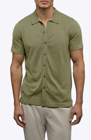 CUTS Riviera Cotton Blend Knit Camp Shirt Capers