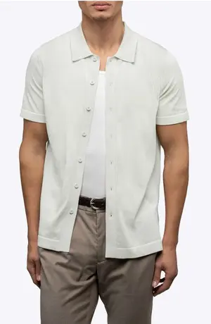 CUTS Riviera Cotton Blend Knit Camp Shirt Nimbus