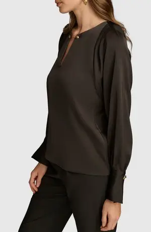 Donna Karan New York Chain Detailed Crepe Top - Black