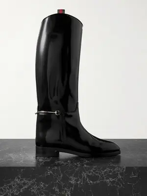 Gucci Horsebit-embellished Patent-leather Knee Boots