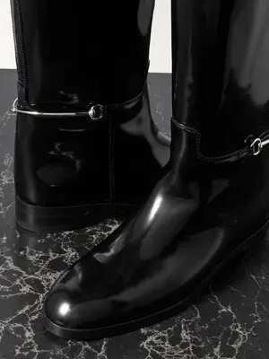 Gucci Horsebit-embellished Patent-leather Knee Boots