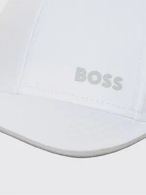 BOSS Cotton Baseball Cap With Logo Print - White