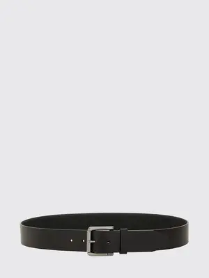 BOSS Leather Belt With Silver-tone Buckle - Black